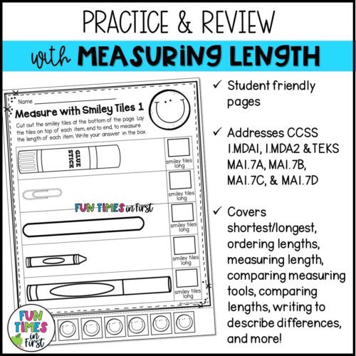 Measuring Length with Nonstandard Units NO PREP Printables 1st Grade ...
