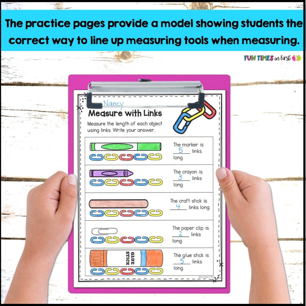Measuring Length with Nonstandard Units NO PREP Printables 1st Grade ...