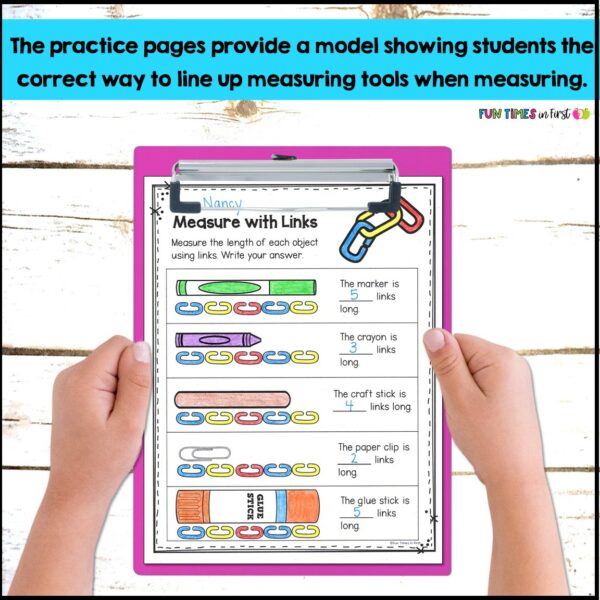 Measuring Length with Nonstandard Units NO PREP Printables 1st Grade ...