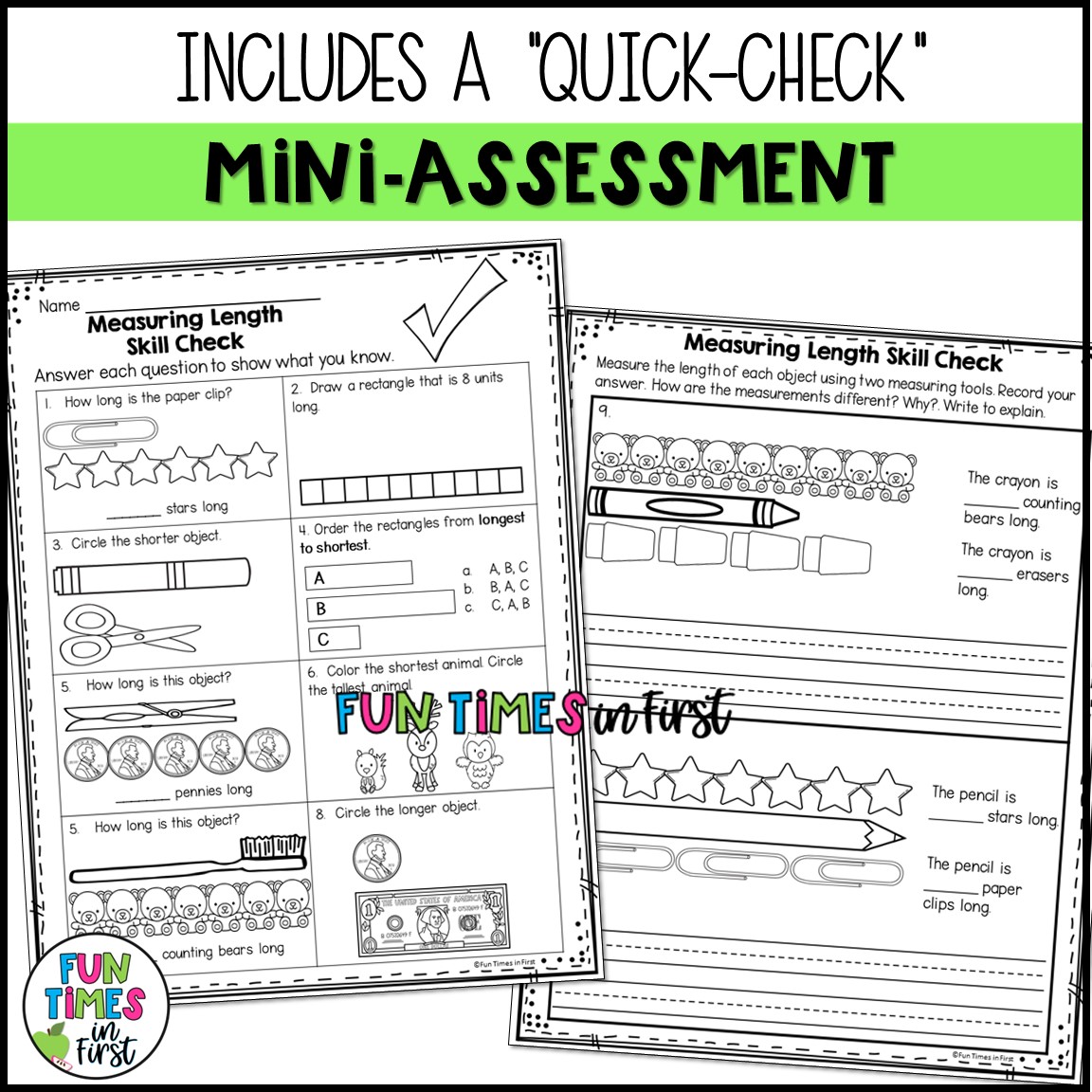 Measuring Length with Nonstandard Units NO PREP Printables 1st Grade ...