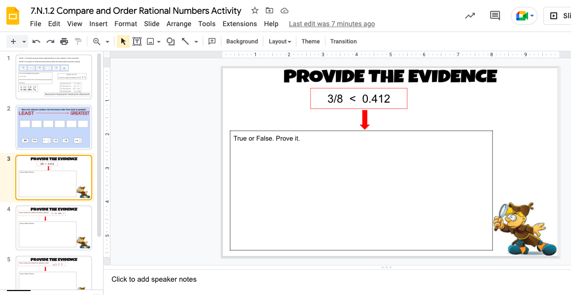 7.N.1.2 Compare and Order Rational Numbers Activity | Made By Teachers