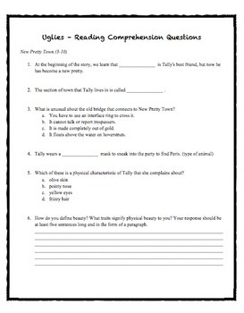 Uglies by Scott Westerfeld - Assessment Questions | Made By Teachers