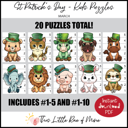 St Patrick's Day - number sequence puzzle - printable - animals - math ...