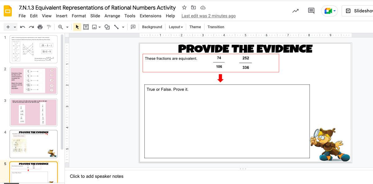 7.N.1.3 Equivalent Representations of Rational Numbers Activity | Made ...