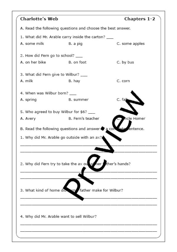 E. B. White "Charlotte's Web" worksheets - Made By Teachers