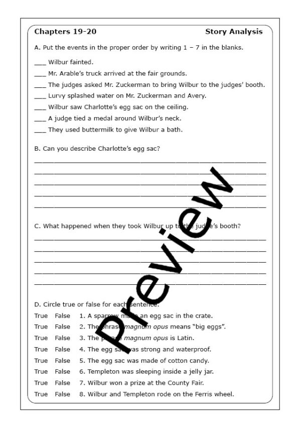 E. B. White "Charlotte's Web" worksheets | Made By Teachers