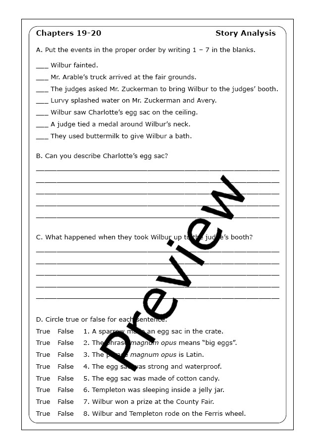 E. B. White "Charlotte's Web" worksheets | Made By Teachers