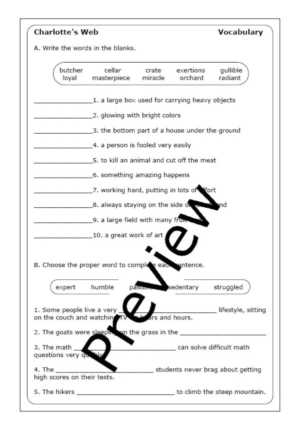 E. B. White "Charlotte's Web" worksheets | Made By Teachers