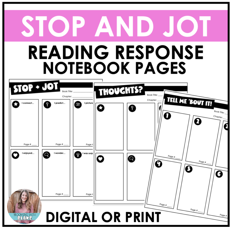 Reading Comprehension Graphic Organizer | Stop and Jot Reading ...