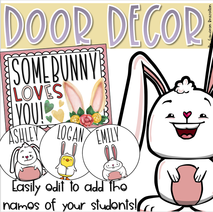 Easter Bunny Spring Door Display Bulletin Board Decoration EDITABLE ...