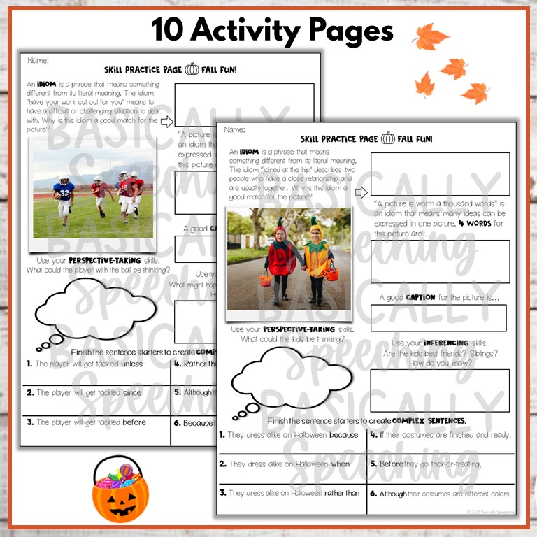 Activity for Mixed Speech Therapy Groups Multiple Skill Pages FALL ...