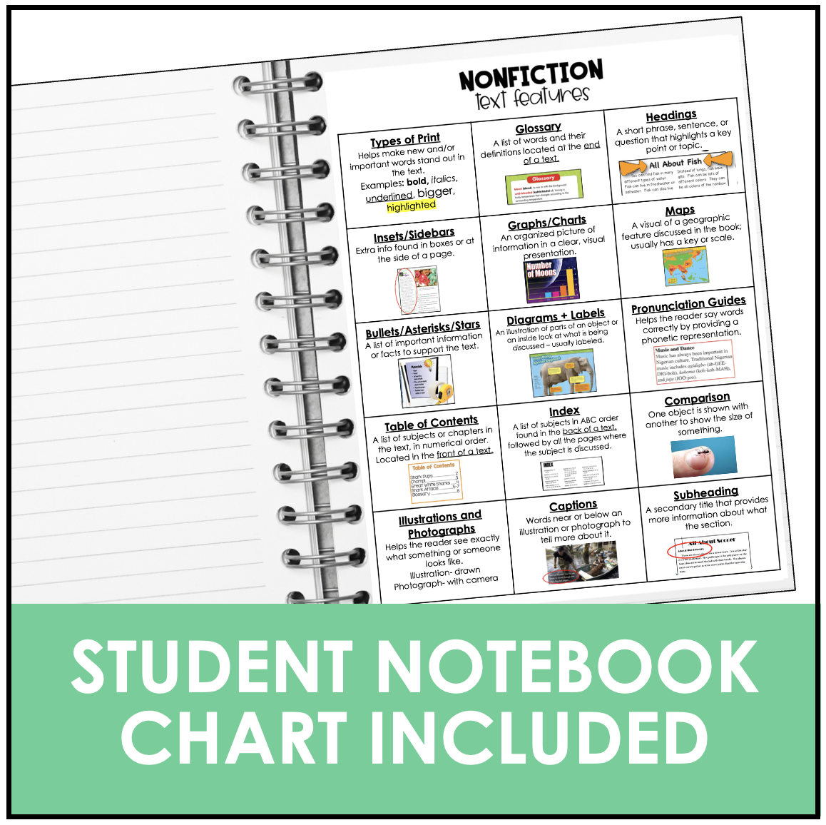Nonfiction Text Features Anchor Charts and Posters | Made By Teachers