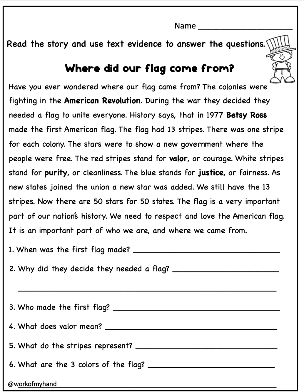 R.I.2.1 Asking and Answering Questions Informational | Made By Teachers