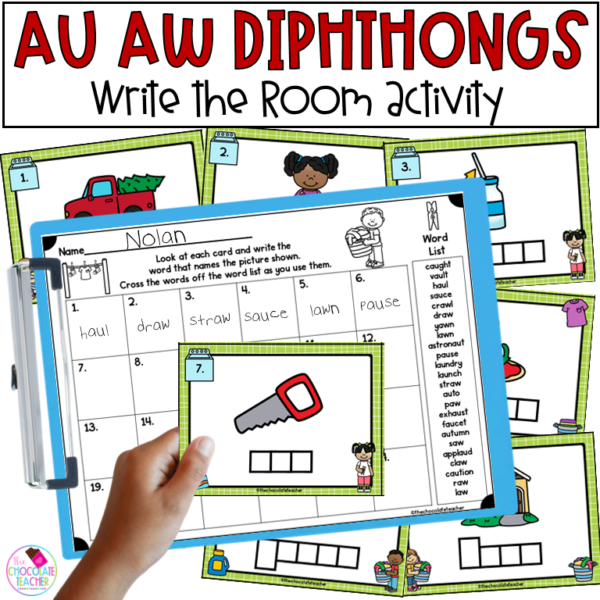 AU and AW - Diphthongs - Phonics Activity - Write the Room | Made By ...