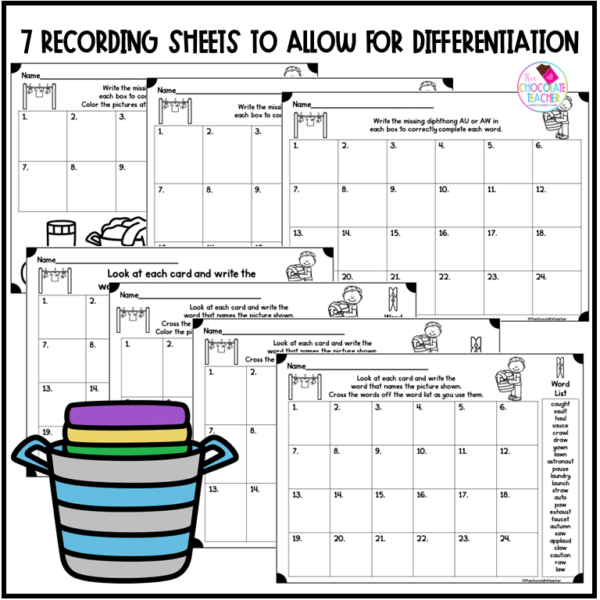 AU and AW - Diphthongs - Phonics Activity - Write the Room | Made By ...