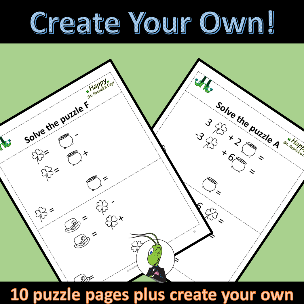 St. Patrick's Day Systems of Equations | Number Sense Logic Puzzles ...