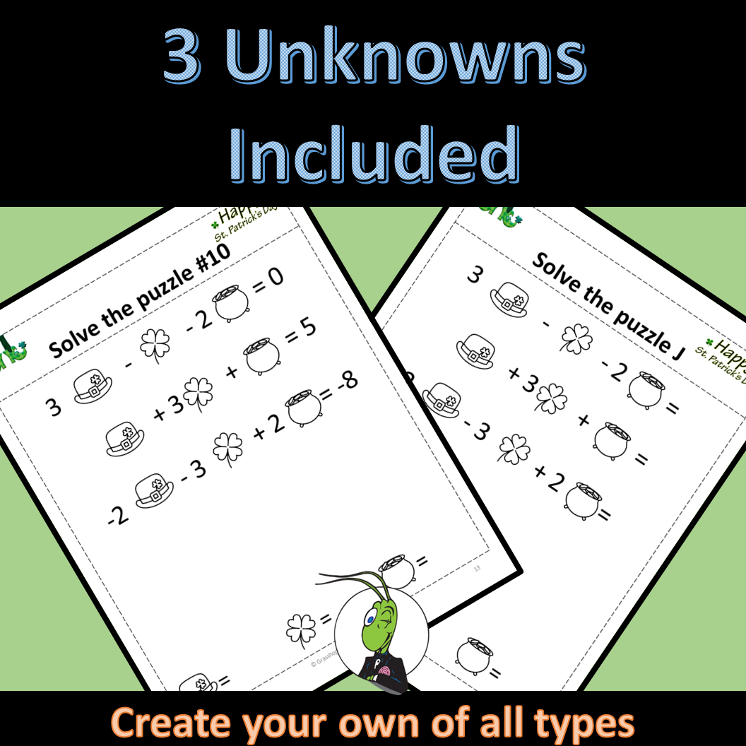 St. Patrick's Day Systems of Equations | Number Sense Logic Puzzles ...