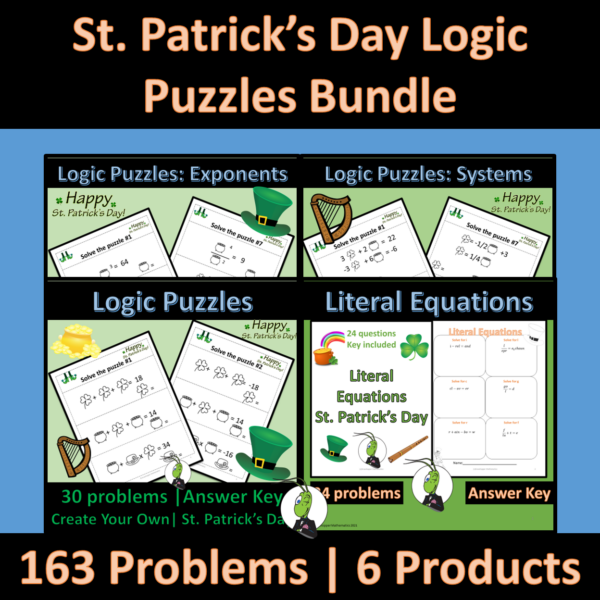 St. Patrick's Day Logic Puzzles | Algebra: Integers, Solving, Factor ...