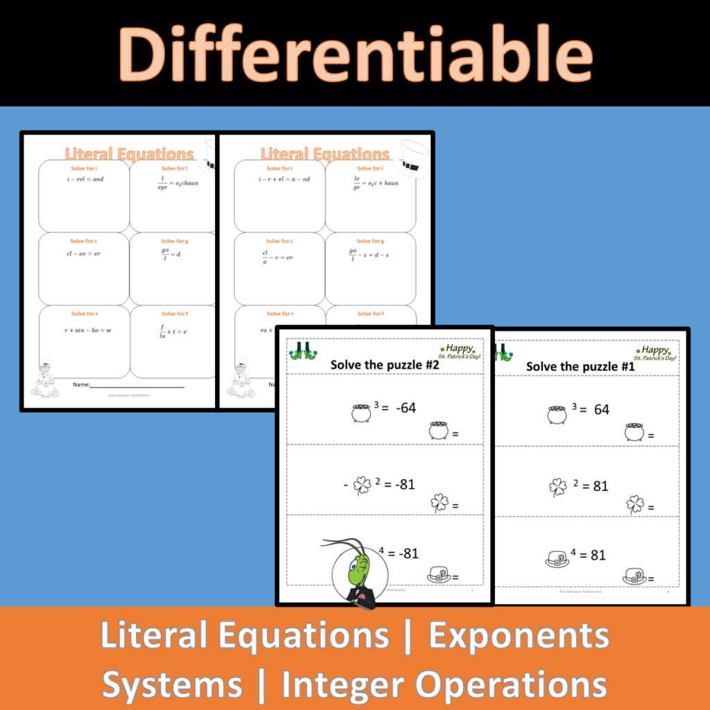 St. Patrick's Day Logic Puzzles | Algebra: Integers, Solving, Factor ...