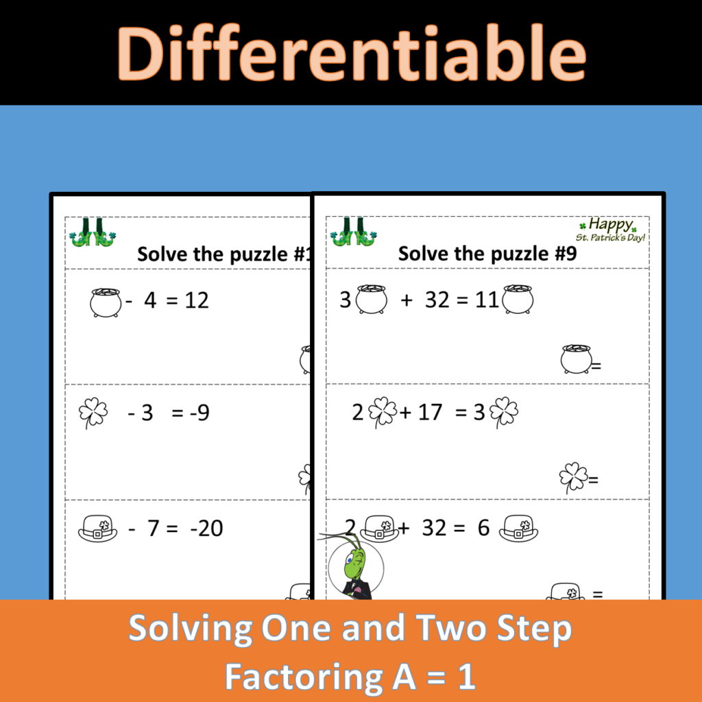 St. Patrick's Day Logic Puzzles | Algebra: Integers, Solving, Factor ...