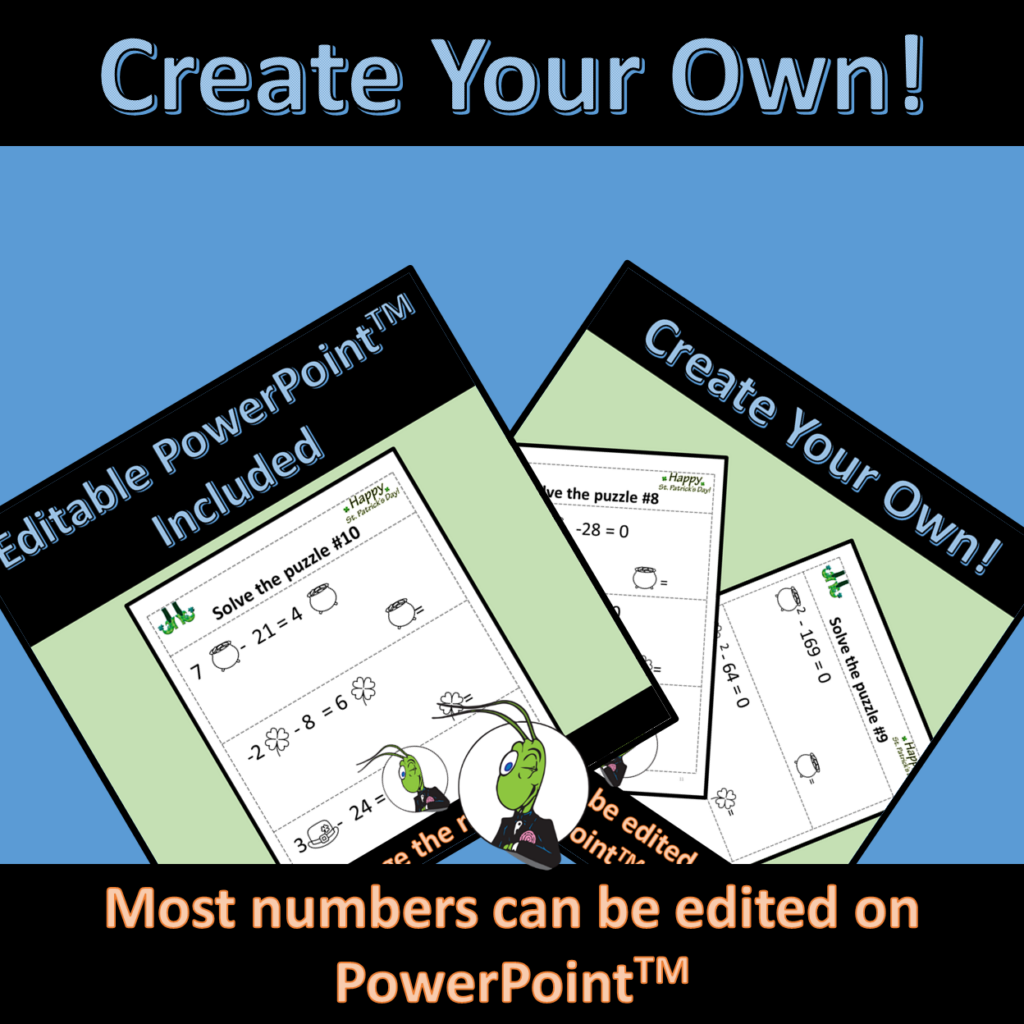 St. Patrick's Day Logic Puzzles | Algebra: Integers, Solving, Factor ...