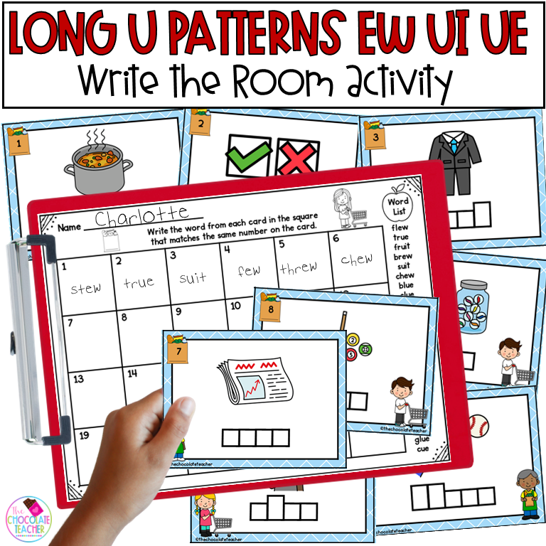 EW UI UE - Long U - Phonics Center - Write the Room | Made By Teachers