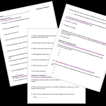 Shakespeare Webquest w/ PowerPoint | Made By Teachers