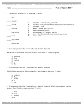 Parts of Speech: Videos, Notes, and Assessments - Distance Learning ...