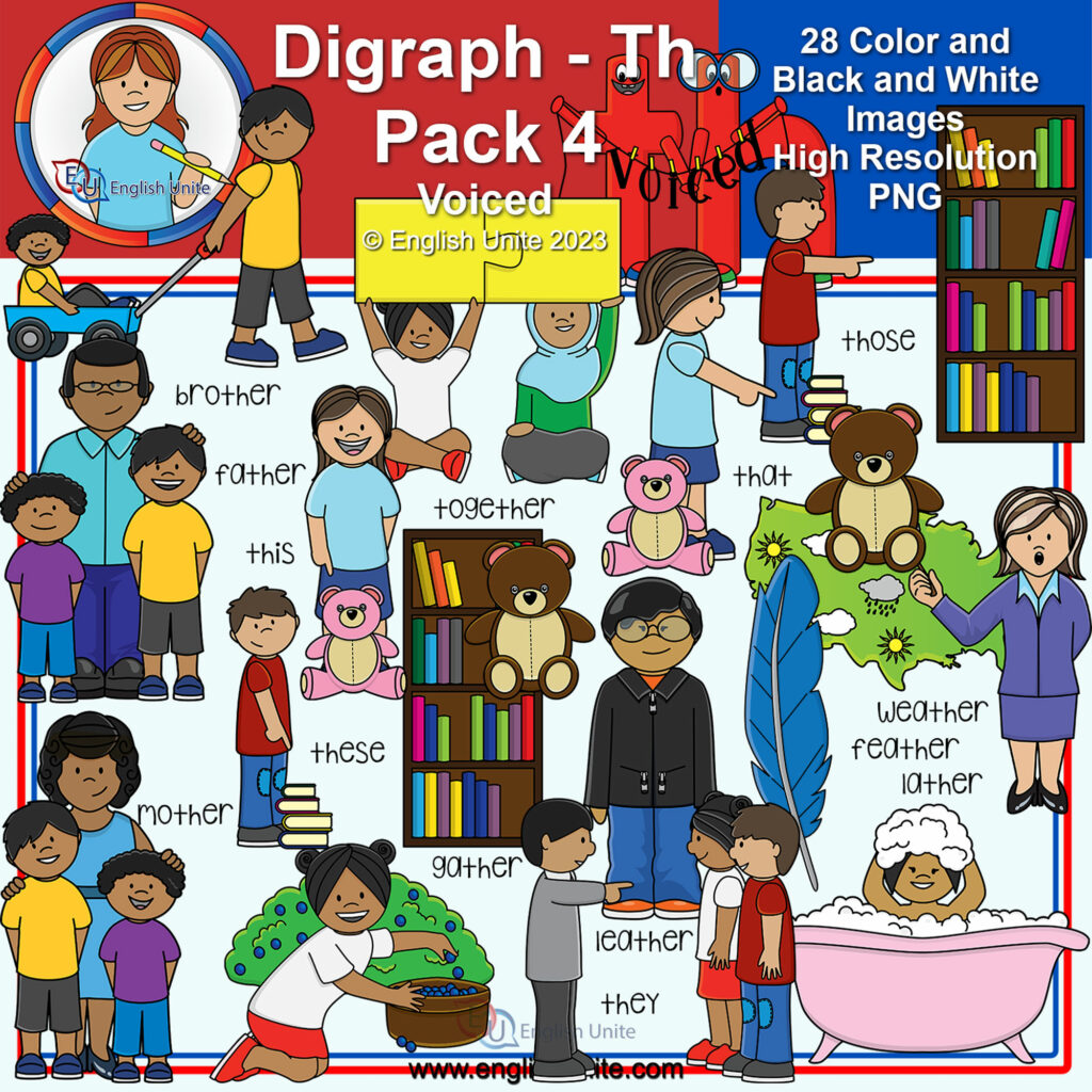 Clip Art - Digraph Th Pack 4 (Voiced) | Made By Teachers