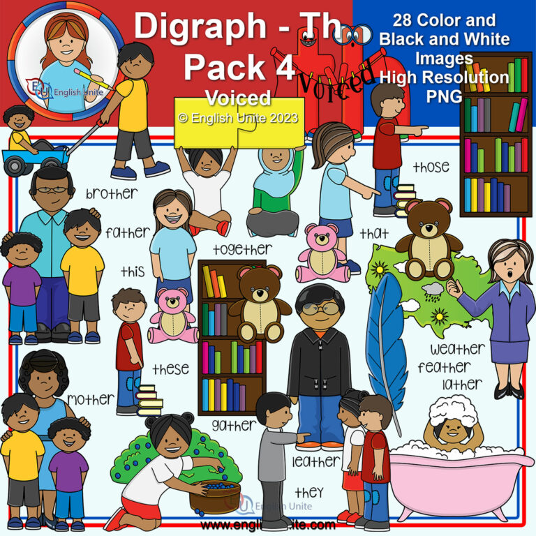 Clip Art - Digraph Th Pack 4 (Voiced) | Made By Teachers