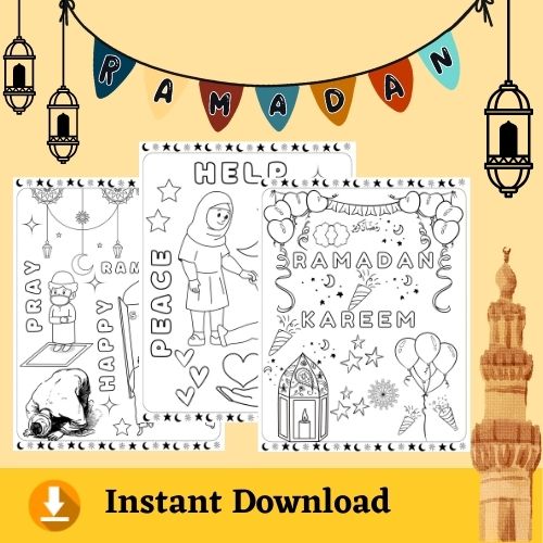 Ramadan Coloring Pages | Children Ramadan Gifts | Islamic Kids Crafts ...