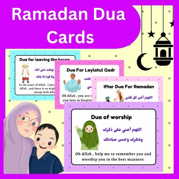 Ramadan Daily Duas Flash Cards/ Islamic Dua Dzikr Cards | Arabic duas ...