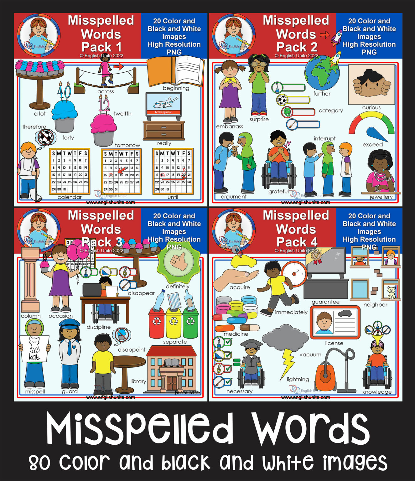 Clip Art - Common Misspelled Words Bundle | Made By Teachers