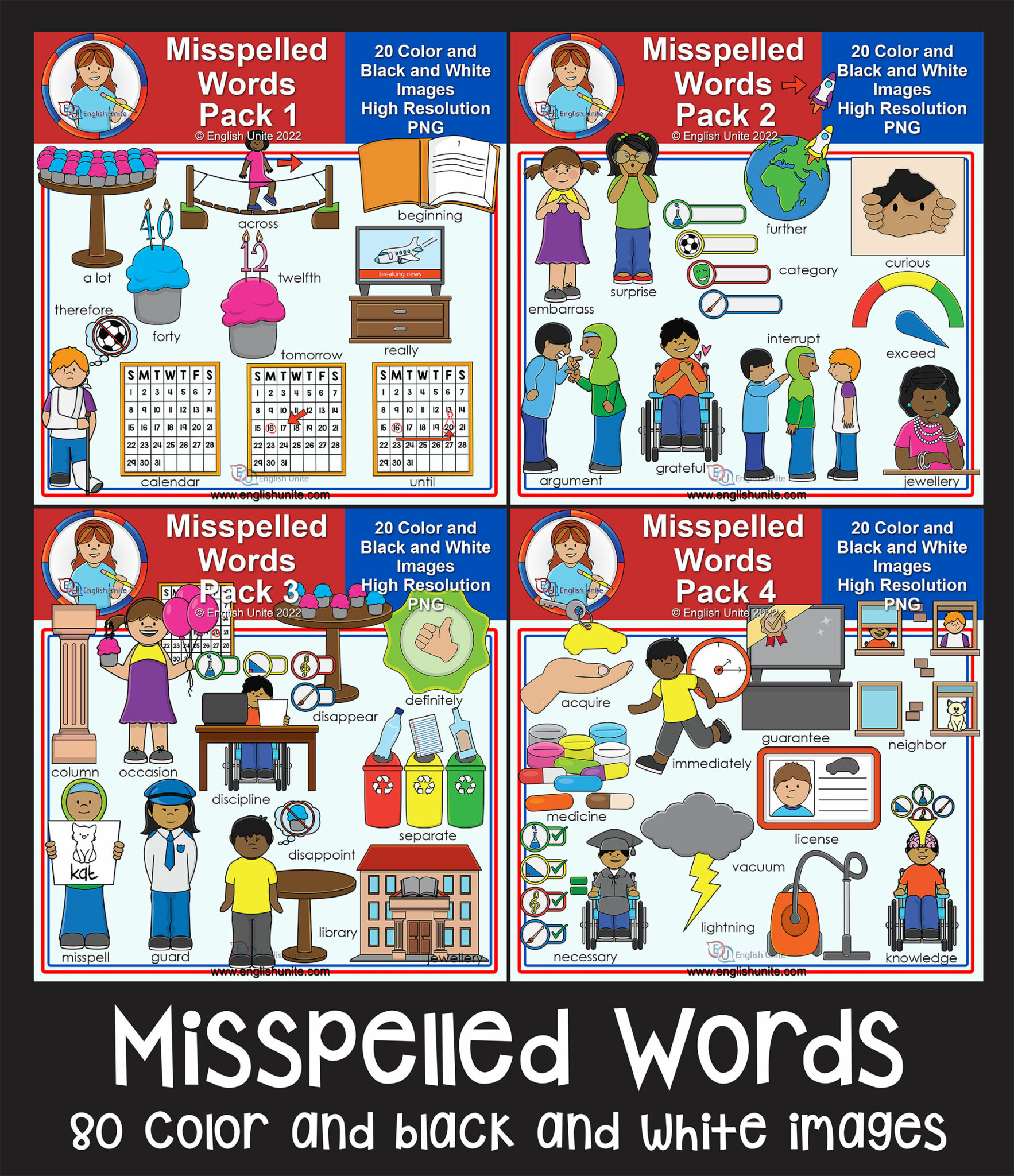 Clip Art - Common Misspelled Words Bundle | Made By Teachers