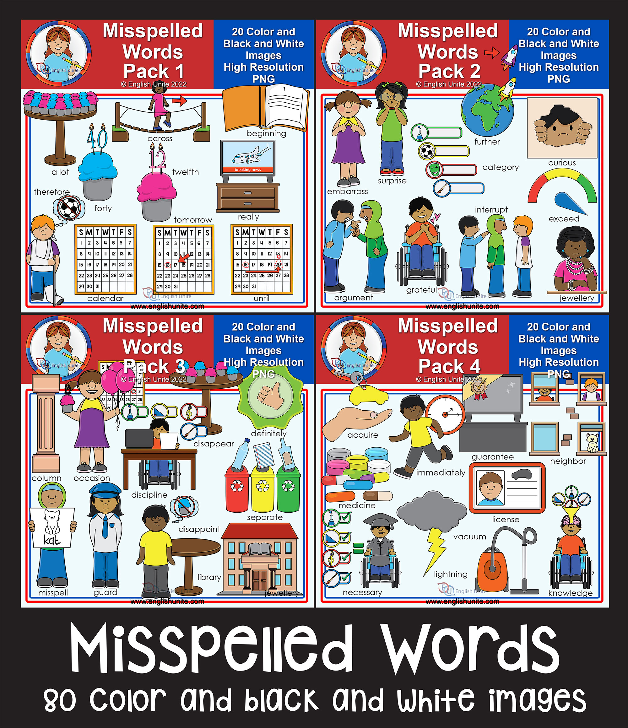 Clip Art - Common Misspelled Words Bundle | Made By Teachers