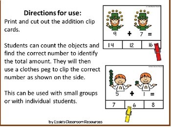 St. Patrick's Day Addition Clip Cards (Addition to 20) | Made By Teachers