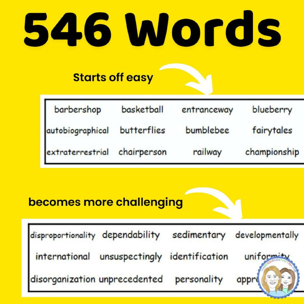 Multisyllabic Word Lists & Building Vocabulary Activities for 4th 5th ...