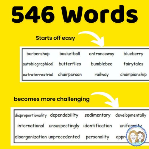 Multisyllabic Word Lists & Building Vocabulary Activities for 4th 5th ...