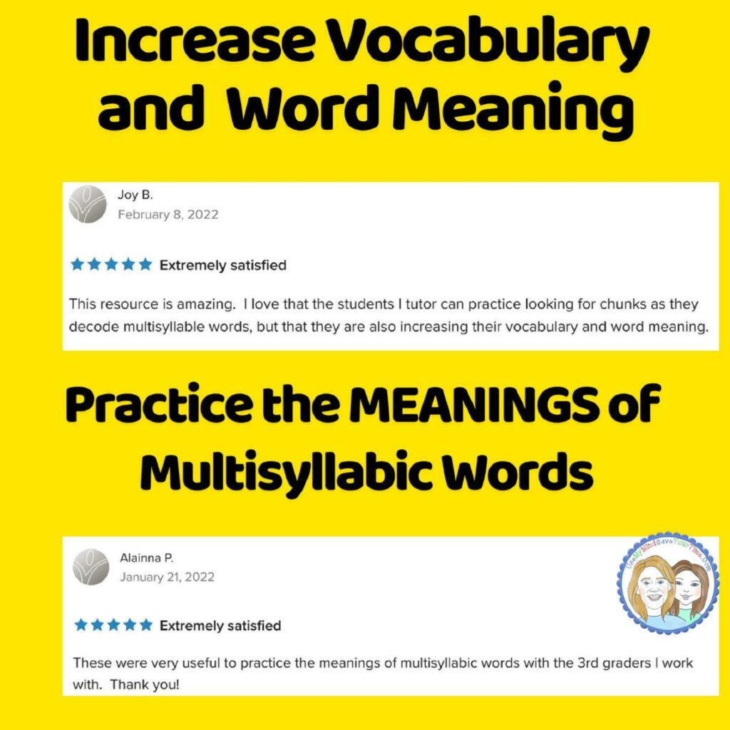 Multisyllabic Word Lists & Building Vocabulary Activities for 4th 5th ...