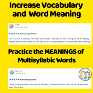 Multisyllabic Word Lists & Building Vocabulary Activities for 4th 5th ...