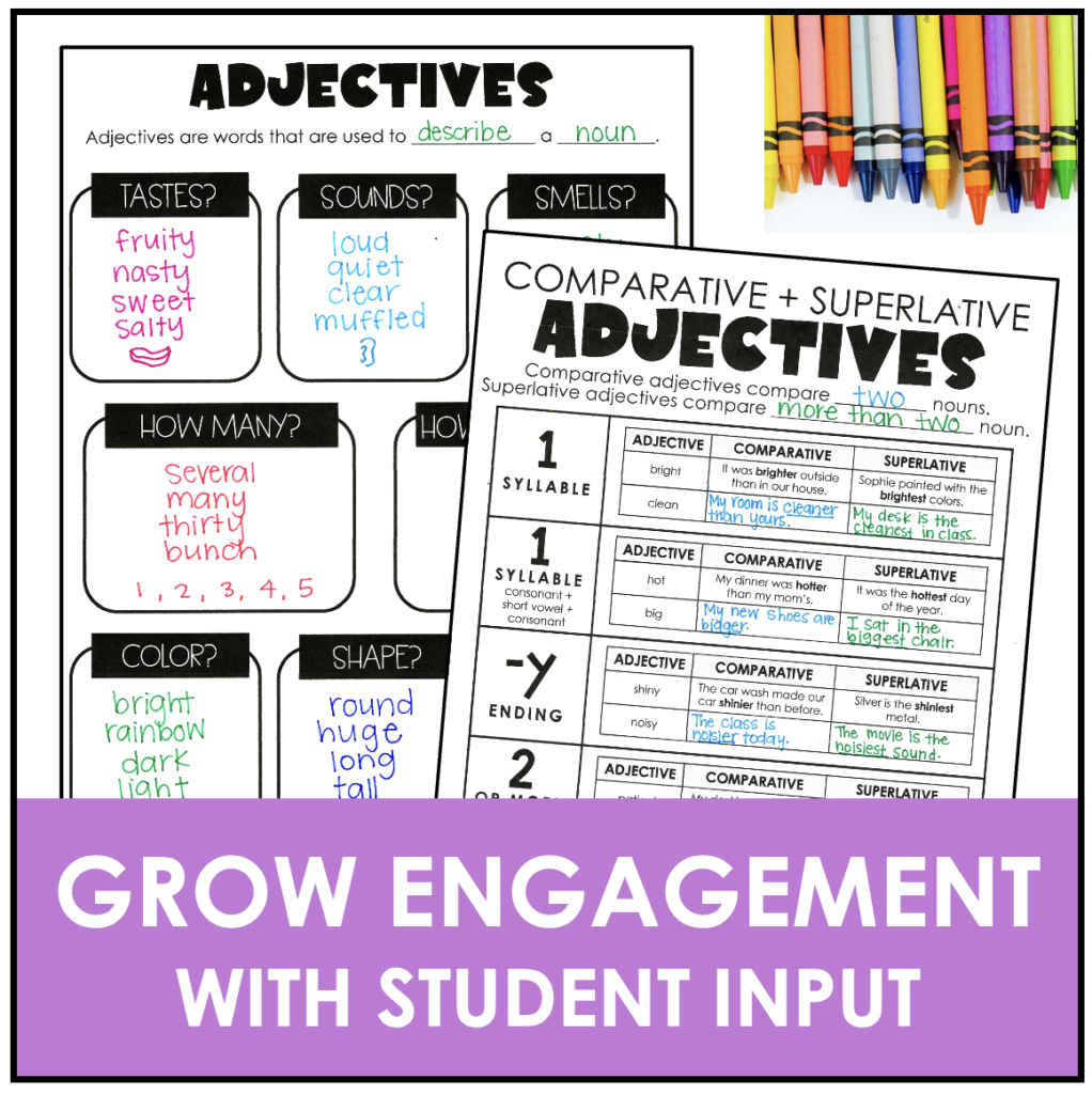 Adjectives Interactive Charts or Notes | Comparative and Superlative ...