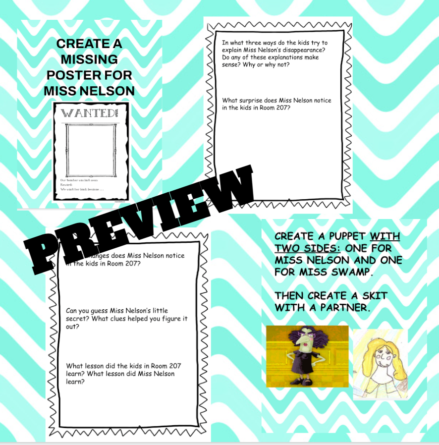 MISS NELSON IS MISSING: READING LESSONS, SUB PLANS & EXTENSION ...