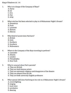 King of Shadows by Susan Cooper Reading Comprehension Quizzes | Made By ...