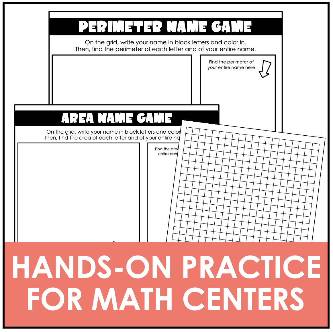 Area and Perimeter Activity | Hands-On Math Centers | Measure Your Name ...