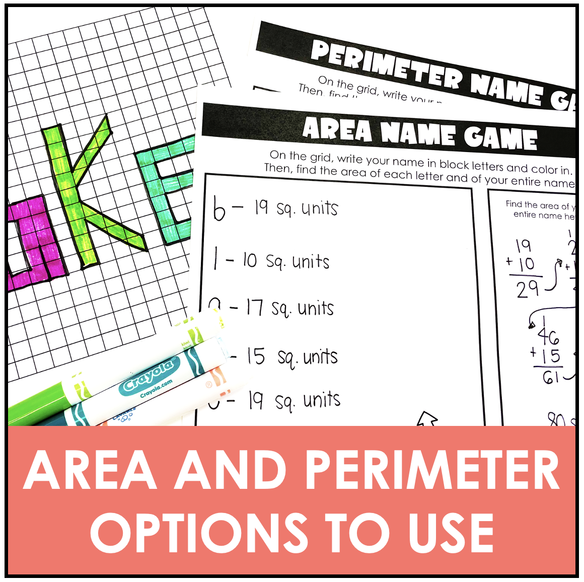 Area and Perimeter Activity | Hands-On Math Centers | Measure Your Name ...