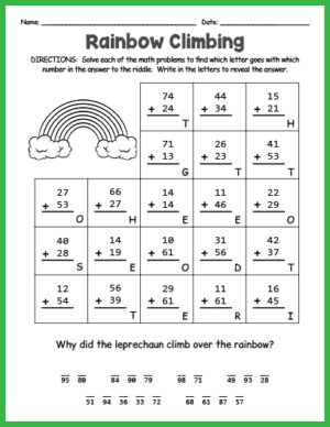 Secret Message St. Patrick's Day Math Riddle Worksheets | Made By Teachers