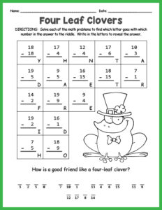 Secret Message St. Patrick's Day Math Riddle Worksheets | Made By Teachers