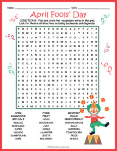 NO PREP APRIL FOOLS' DAY Word Search Puzzle Worksheet Activity | Made ...
