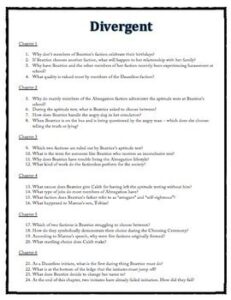 Divergent by Veronica Roth: Reading Comprehension Questions | Made By ...