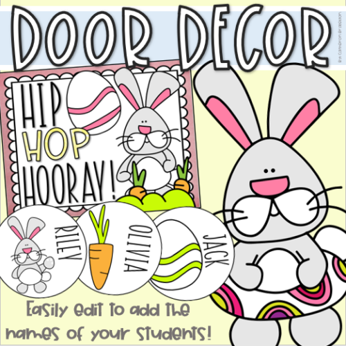 Spring Easter Bunny Door Display Bulletin Board Decoration EDITABLE ...